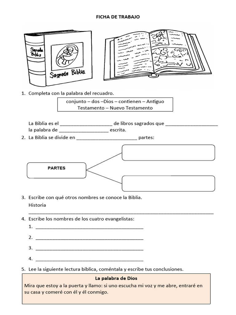 Ficha de Trabajo Religion | PDF | Biblia | Evangelios