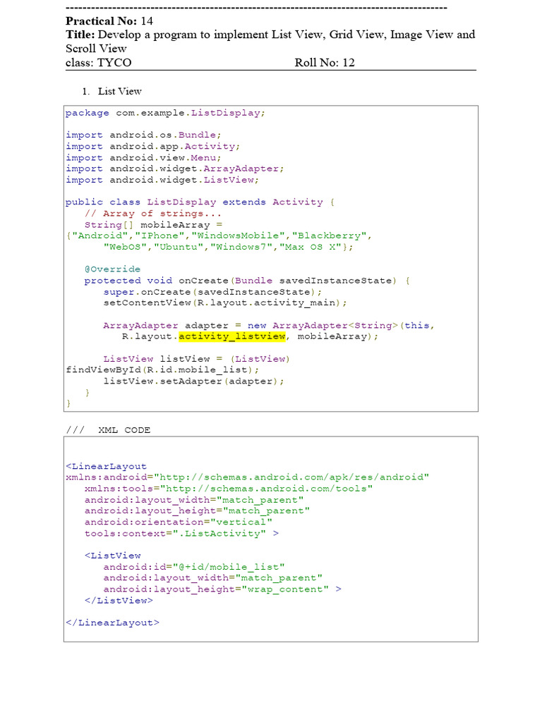 Practical-N0 14 | PDF | Android (Operating System) | Software Engineering