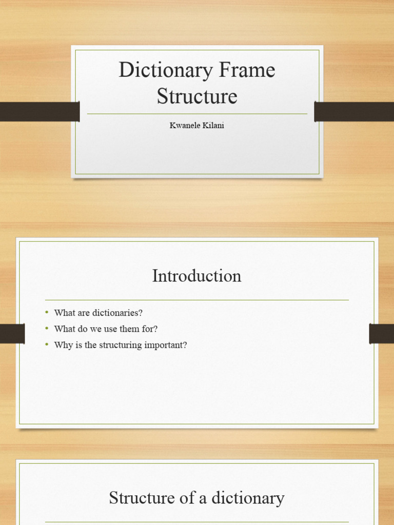 Dictionary Frame Structure | PDF