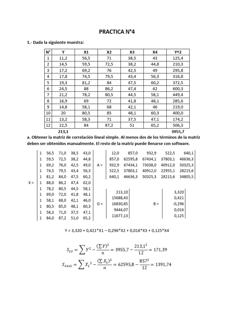 PRACTICA No4 | PDF | Análisis de variación | Análisis de regresión