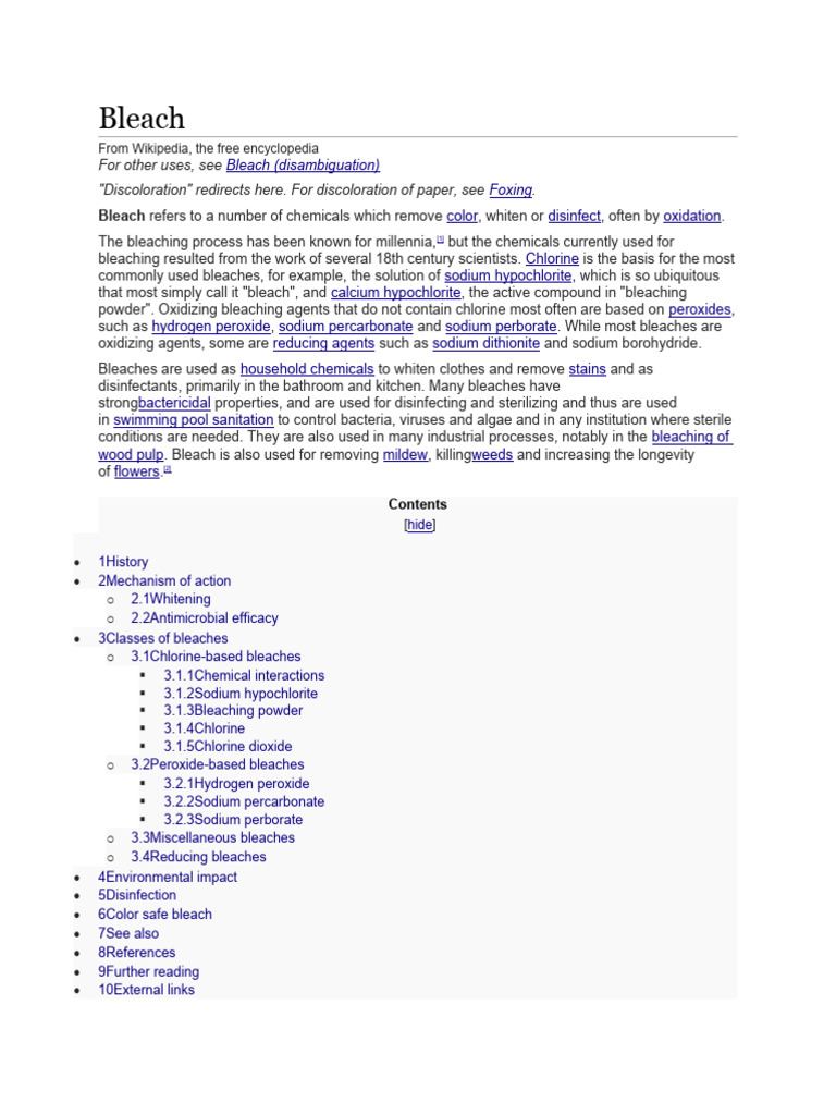 Bleach wiki | PDF | Bleach | Chlorine