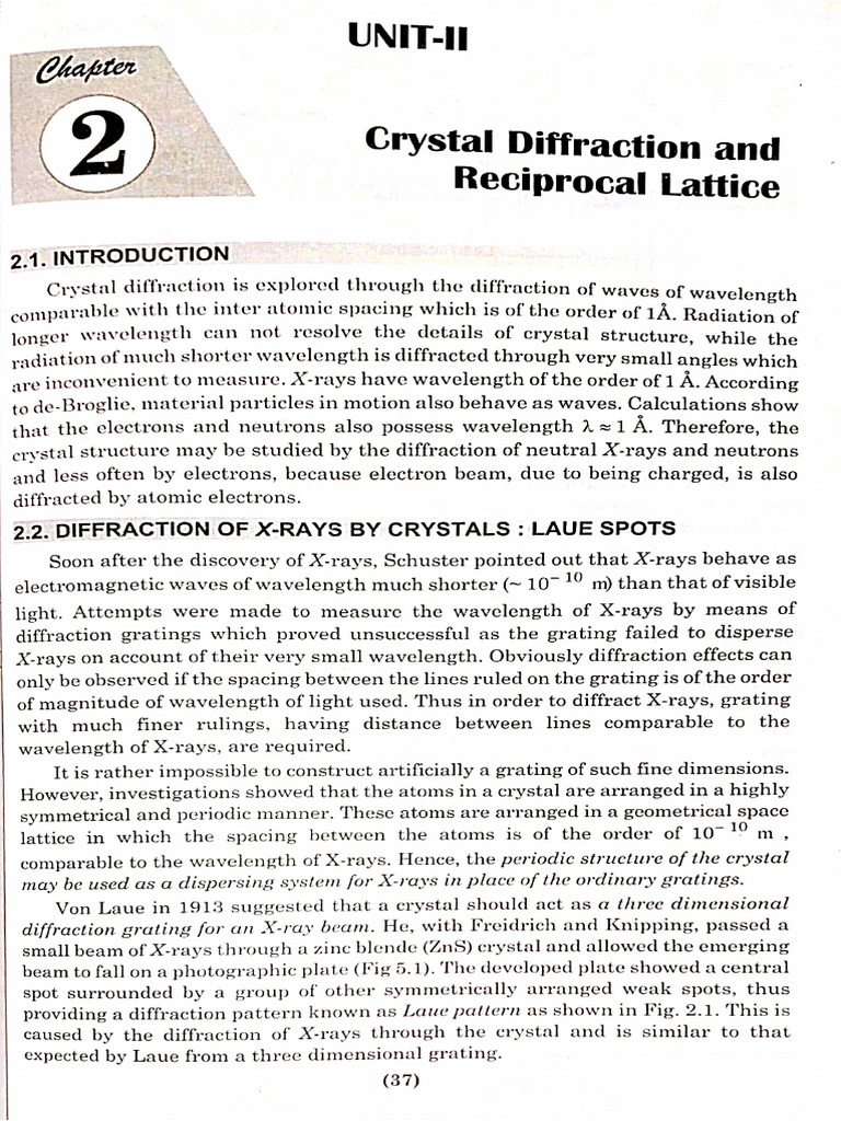 Crystal Diffraction and Reciprocal Lattice Unit-2 | PDF