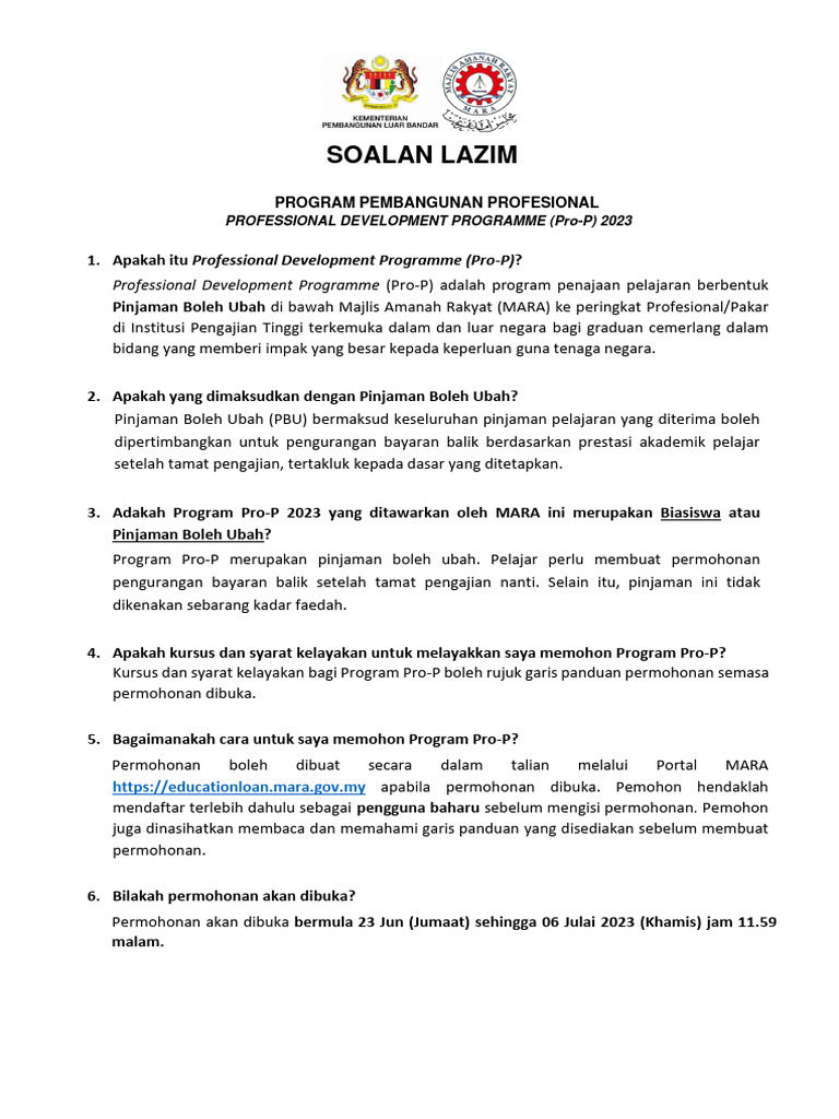 Soalan Lazim Faq Pro P | PDF