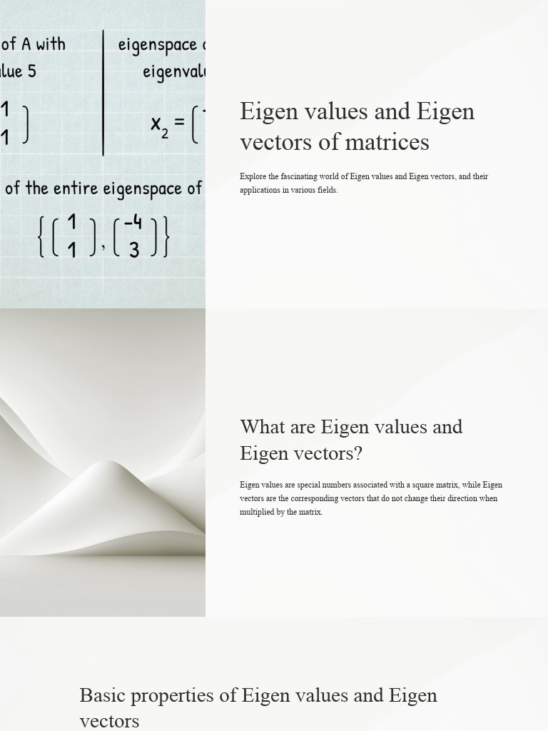 Eigen Values and Eigen Vectors of Matrices | PDF | Eigenvalues And Eigenvectors | Matrix ...