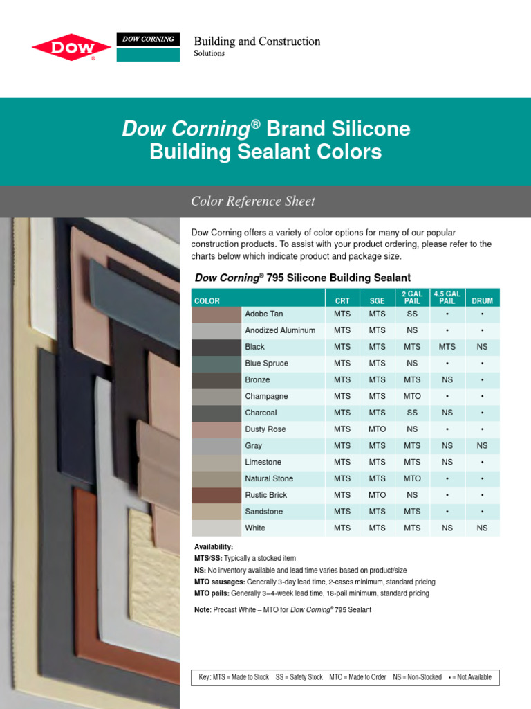 Dow Corning Silicone Building Sealant Colors | PDF | Safety | Silicone