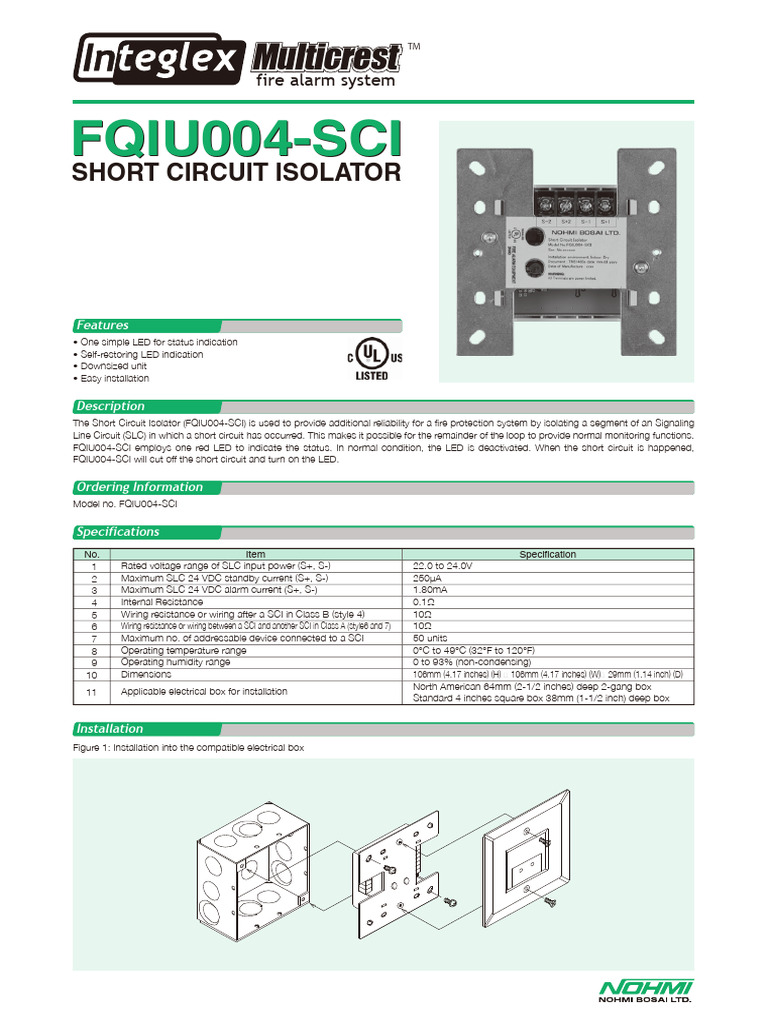 Short Circuit Isolator - Fqiu004-Sci | PDF | Electrical Resistance And ...