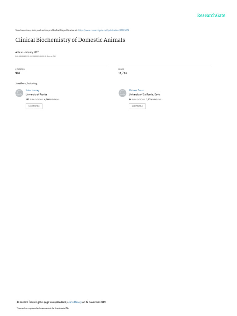 Clinical Biochemistry of Domestic Animals | Download Free PDF ...