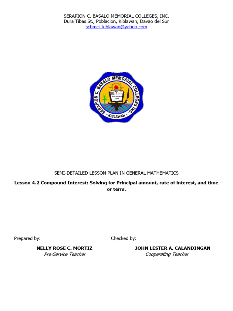 Lesson Plan: Compound Interest Concepts | PDF | Interest | Compound ...