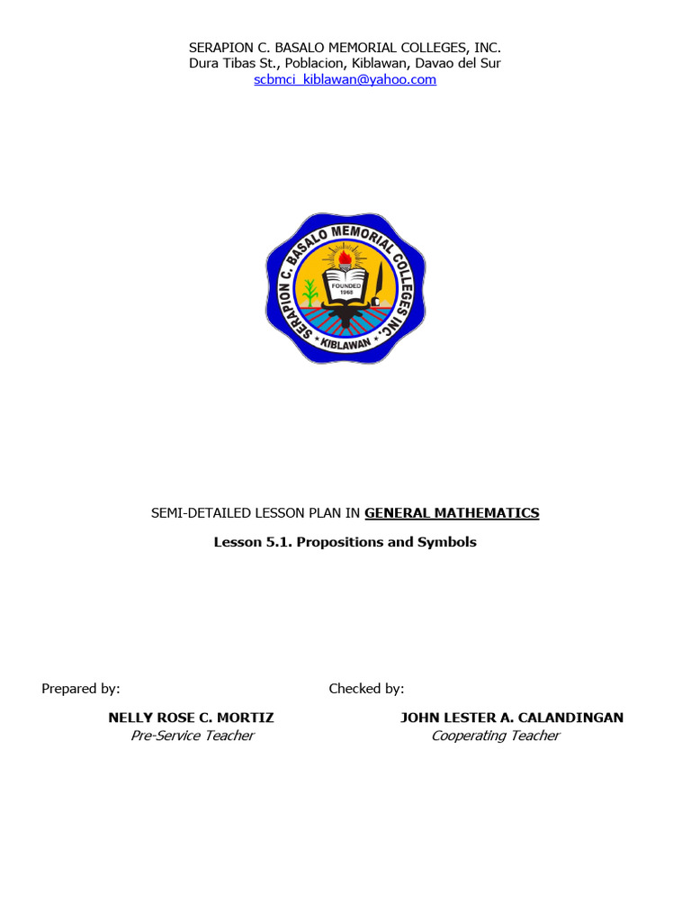 Propositions and Symbols Lesson Plan | Download Free PDF | If And Only If | Logic
