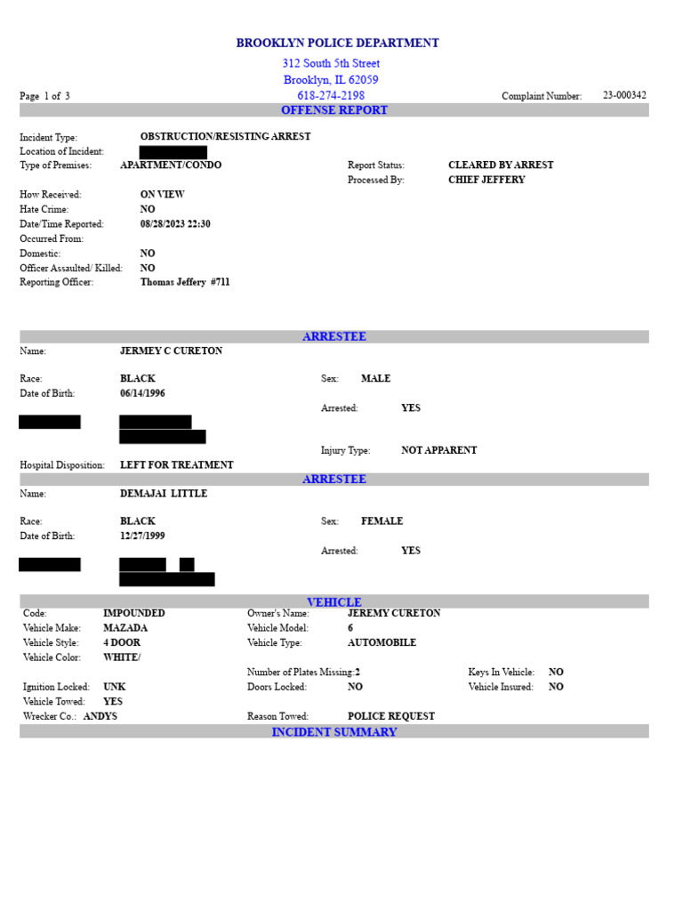 Jeremy Cureton Police Report | PDF | Taser | Police