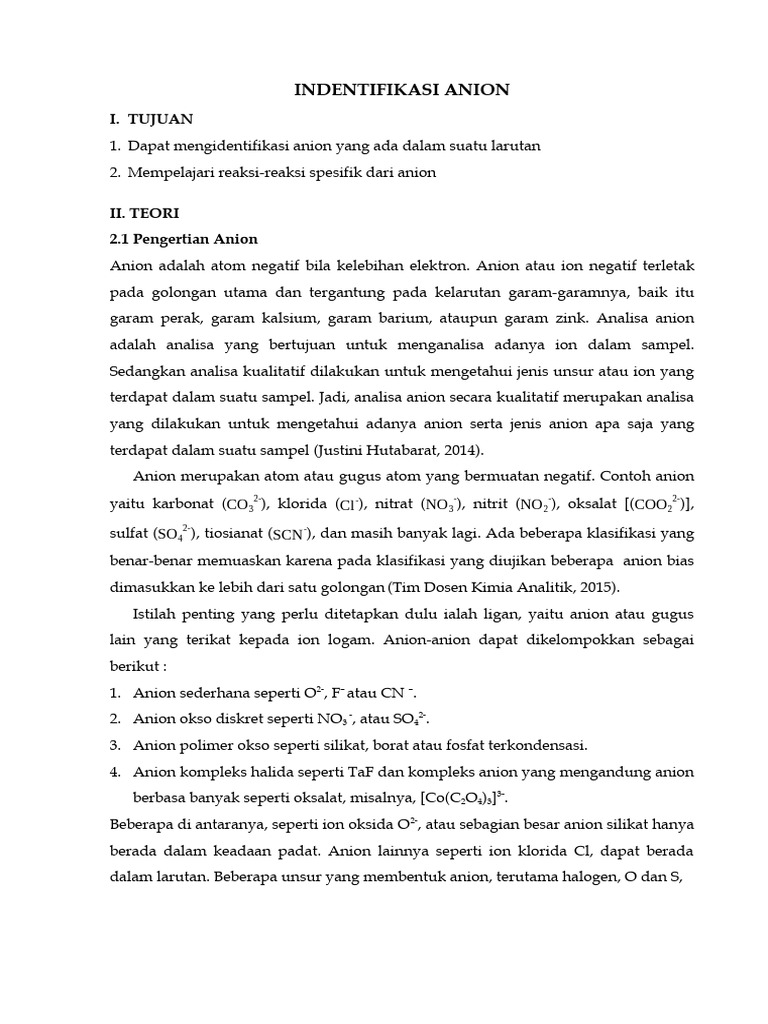 Identifikasi Anion | PDF