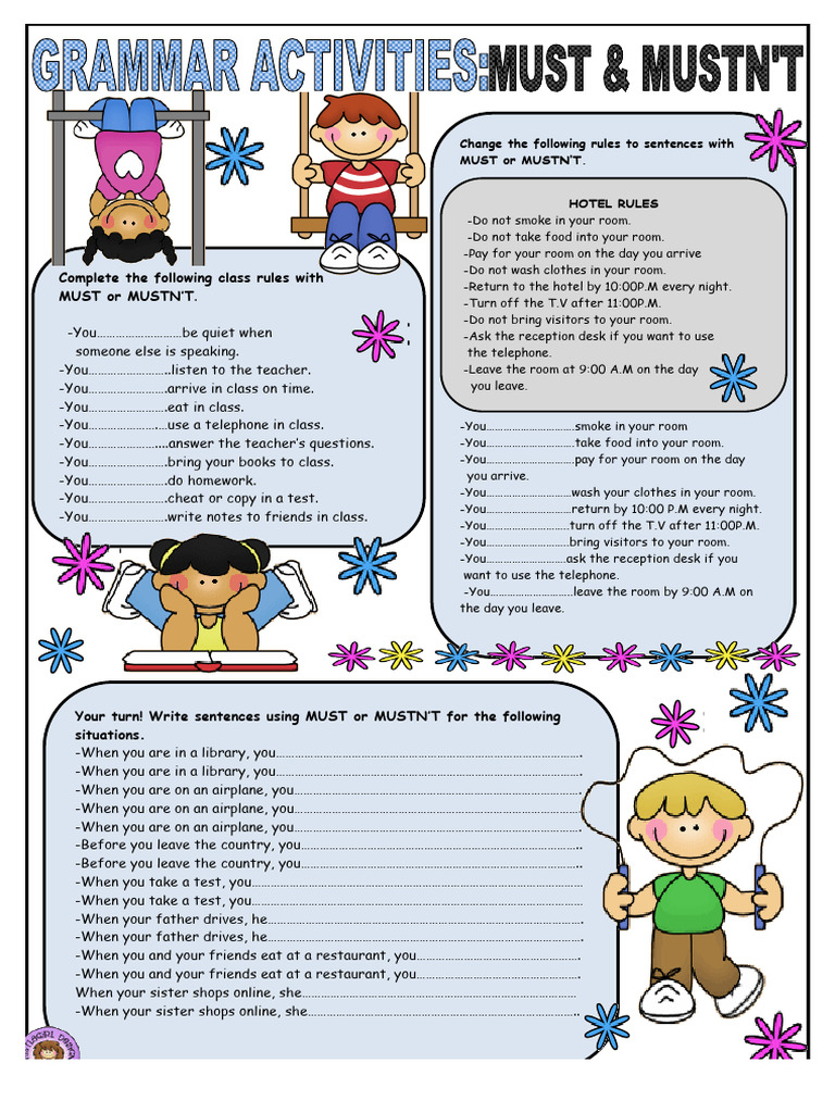 Grammar Activities (Must Mustnt) | PDF