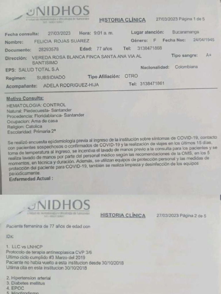 Historia Clínica Felicia | PDF