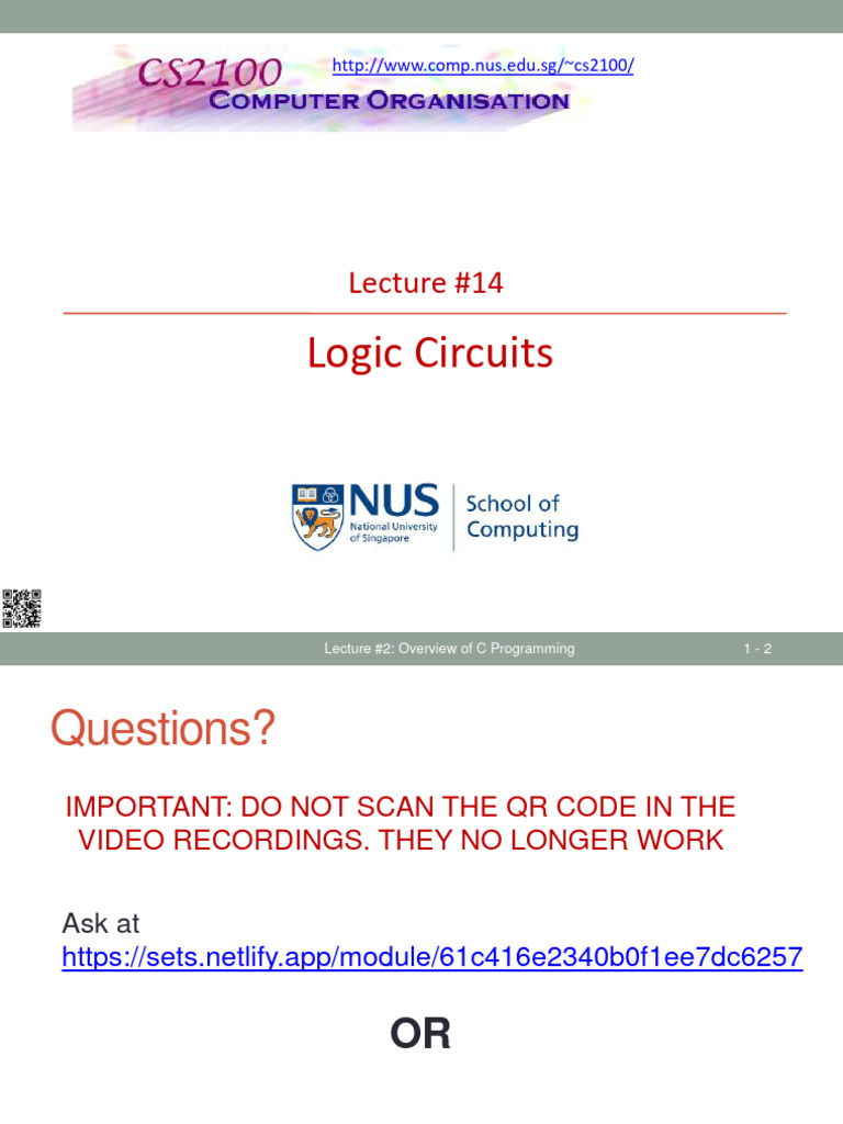 Lect14 Logic Circuits Full | PDF | Logic Gate | Digital Electronics