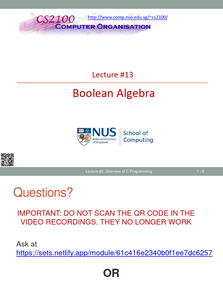 Lect13 Boolean Algebra Full | PDF | Boolean Algebra | Teaching Mathematics