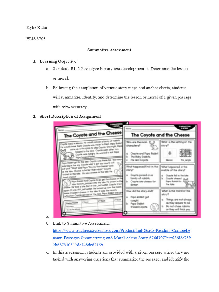 2nd Grade Reading Comprehension Assessment | PDF | Rubric (Academic ...