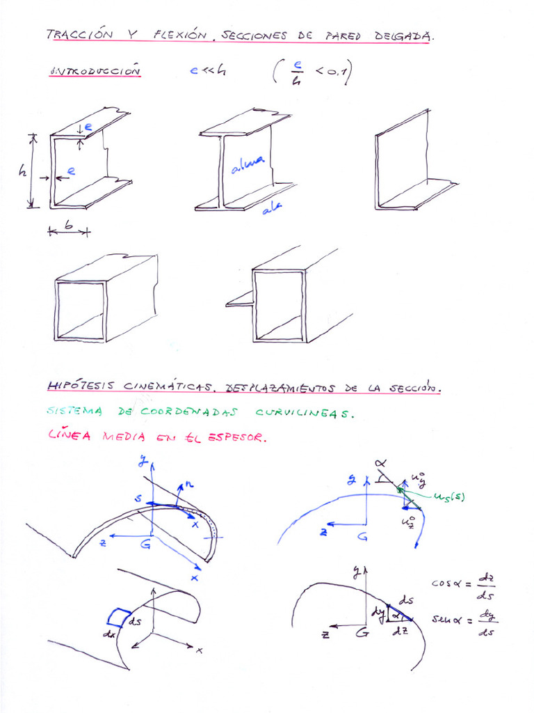 06.traccion y Flexion - Secciones de Pared Delgada | PDF