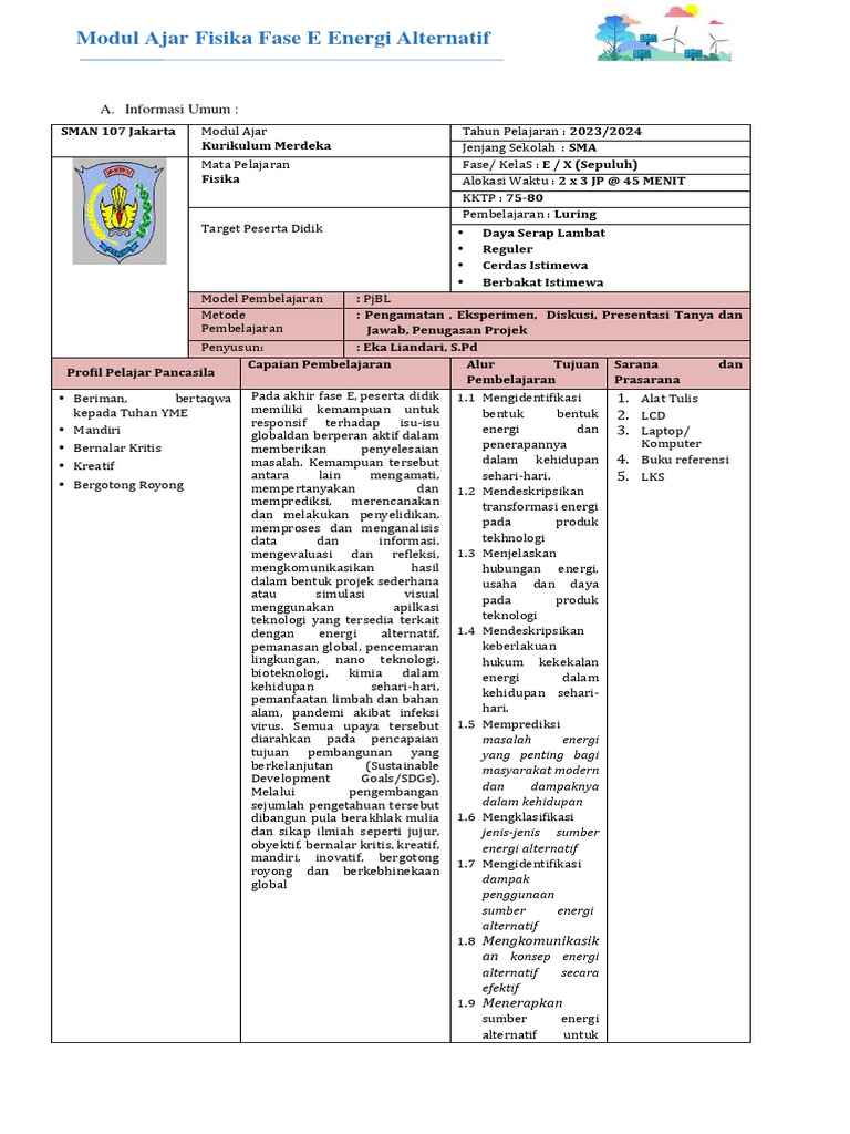 Modul Ajar PJBL | PDF