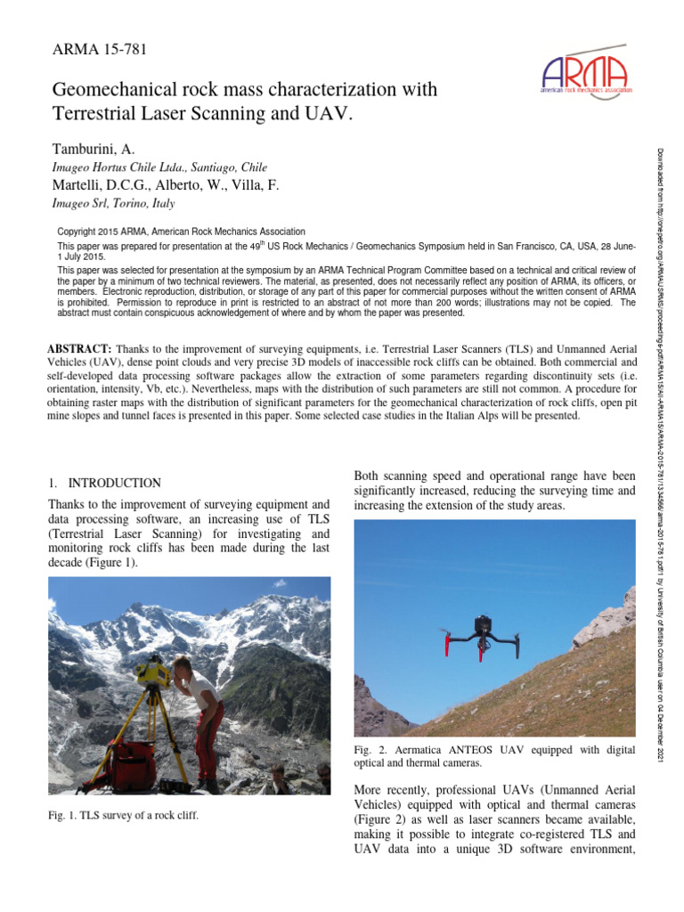 Rock Mass Characterization With Tls And Uav Pdf Geographic Information System 3 D Computer