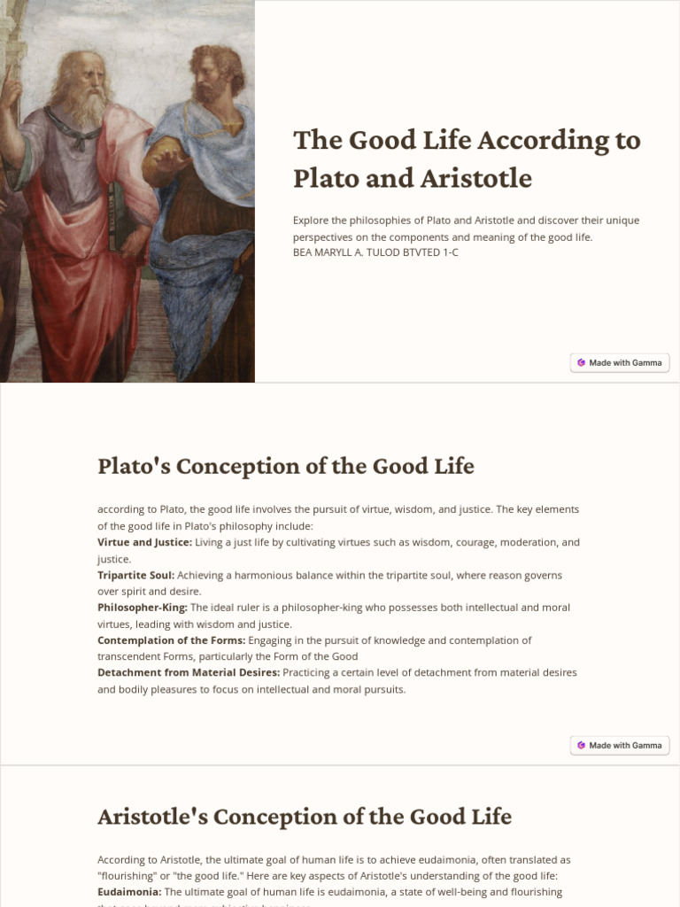 The Good Life According To Plato and Aristotle | PDF | Philosophy