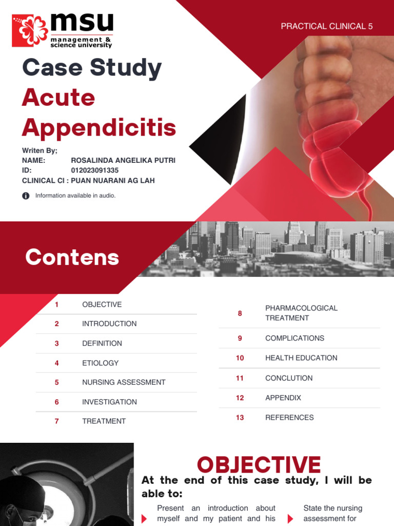 Appendicitis Case Study | PDF | Nausea | Physical Examination