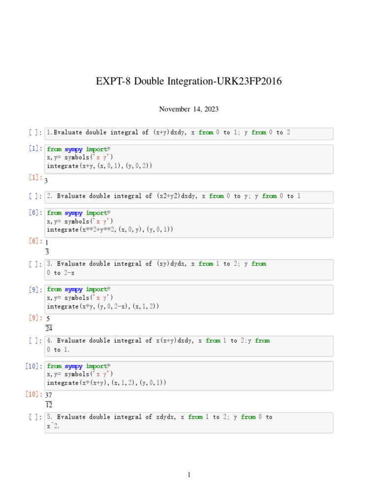 EXPT-8 Double Integration | PDF EXPT-8 Double Integration | PDF