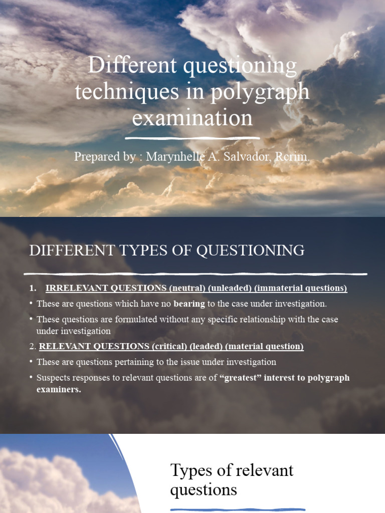 Types of Questions in Polygraph Exams | PDF | Polygraph | Cognition