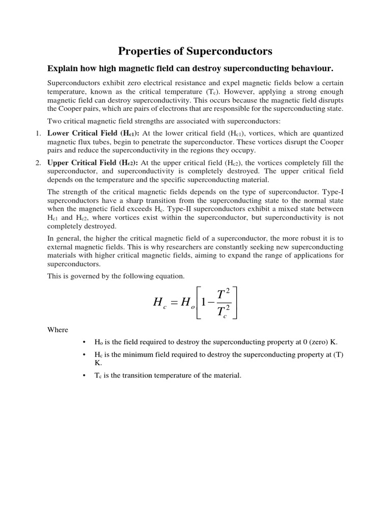 2 Properties of Superconductors Part 2 | PDF