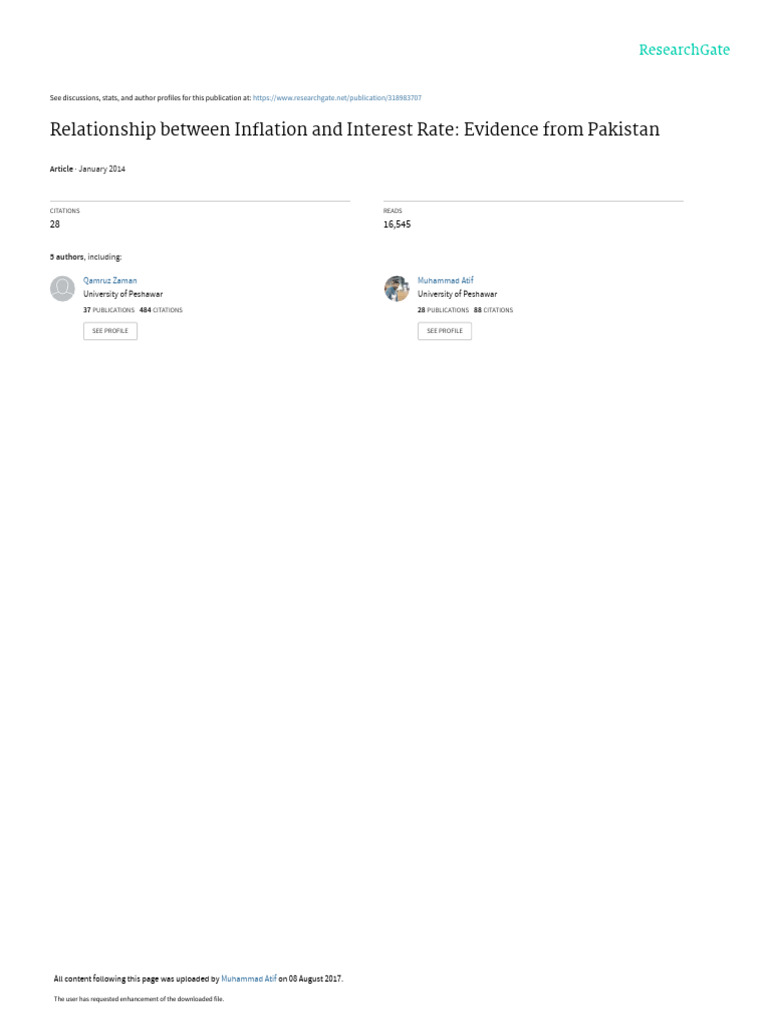 Relationshipbetween Inflationand Interest Rate Evidencefrom Pakistan ...