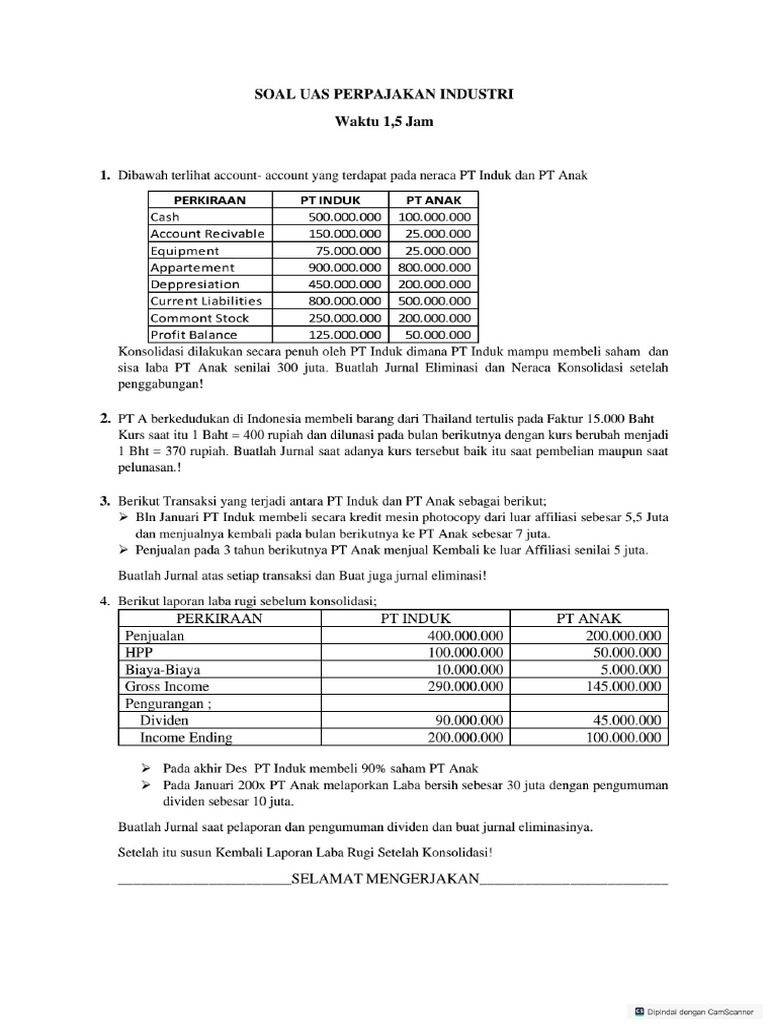 Soal Uas Akuntansi Lanjutan I | PDF