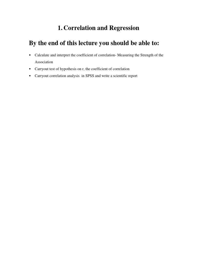 Lecture 4 - Correlation and Regression | PDF | Errors And Residuals | Linear Regression