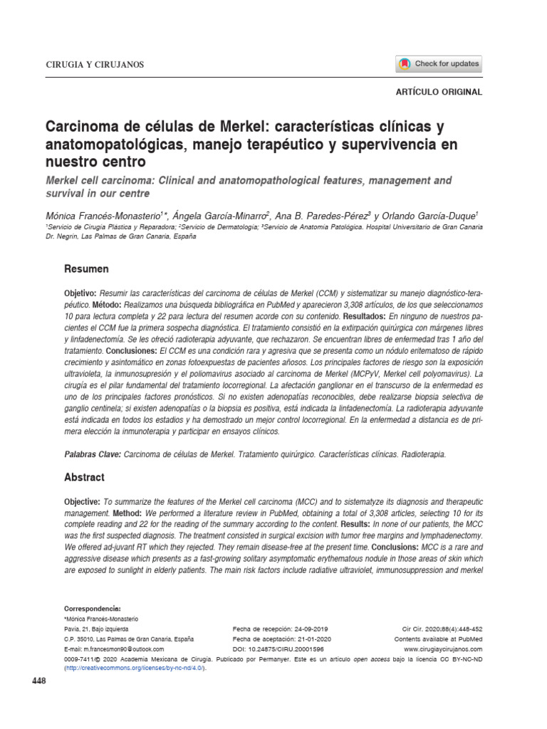 carcinoma de celulas de merkel | PDF | Cáncer | Neoplasias