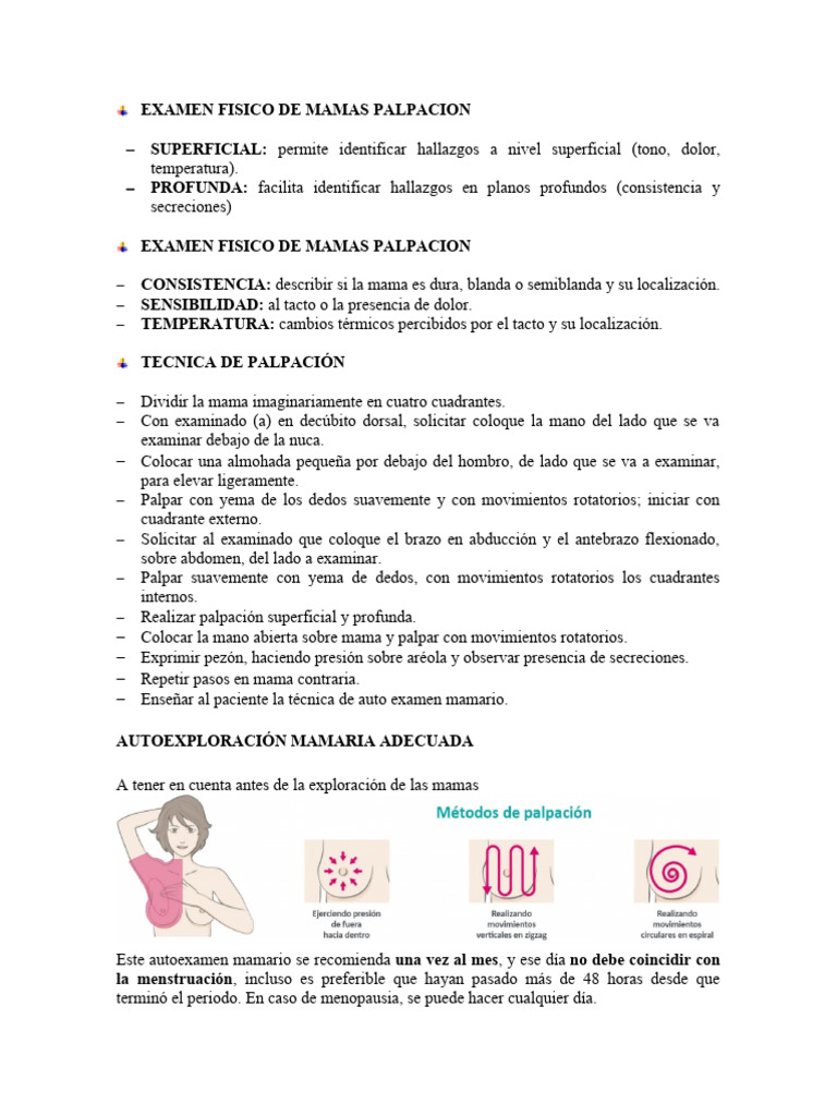 Examen Fisico de Mamas | Descargar gratis PDF | Pecho | Examen físico