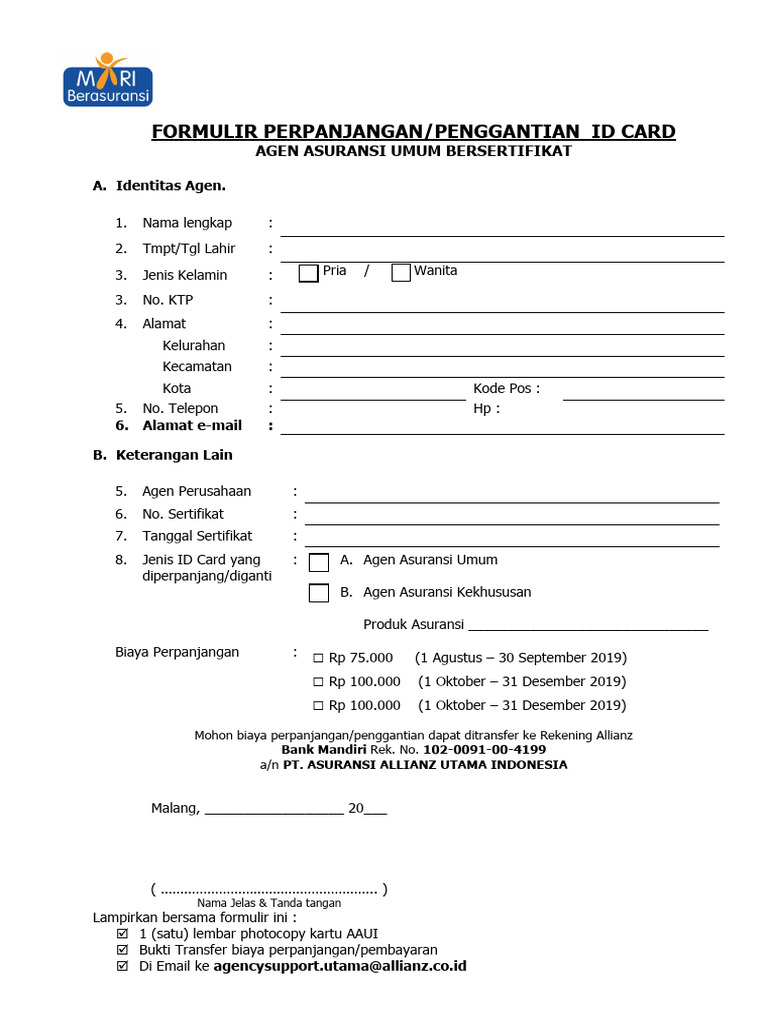 Formulir Perpanjangan Kartu AAUI E-Certification | PDF | Bisnis | Pengelolaan Keuangan & Uang