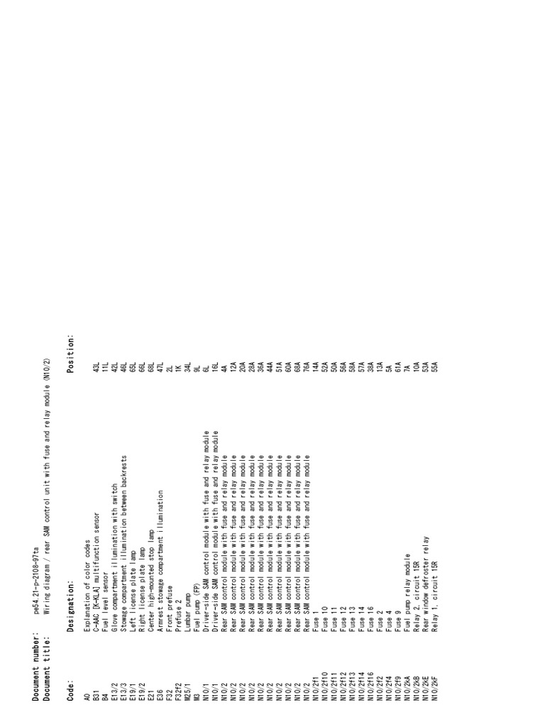 Wiring Diagram Rear SAM Sheet 1 | PDF | Switch | Equipment
