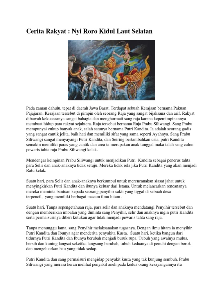 Cerita Rakyat, Nyi Roro Kidul Laut Selatan | PDF