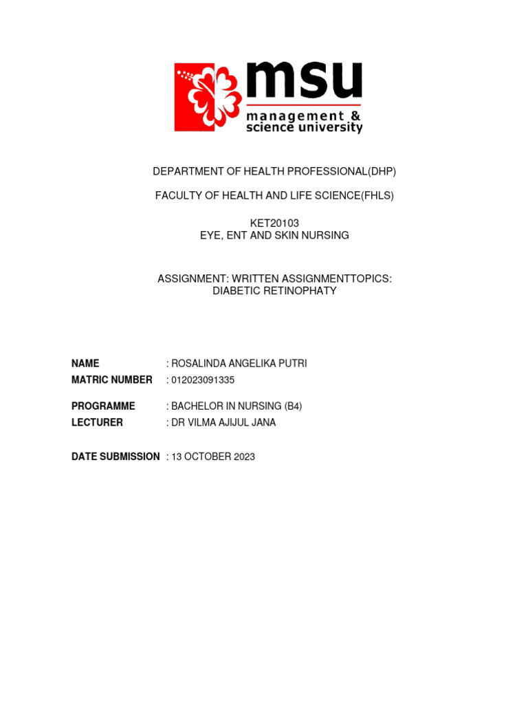 Final Eye and Ent Diabetic Retinophaty Oca | PDF | Diabetes | Diseases ...