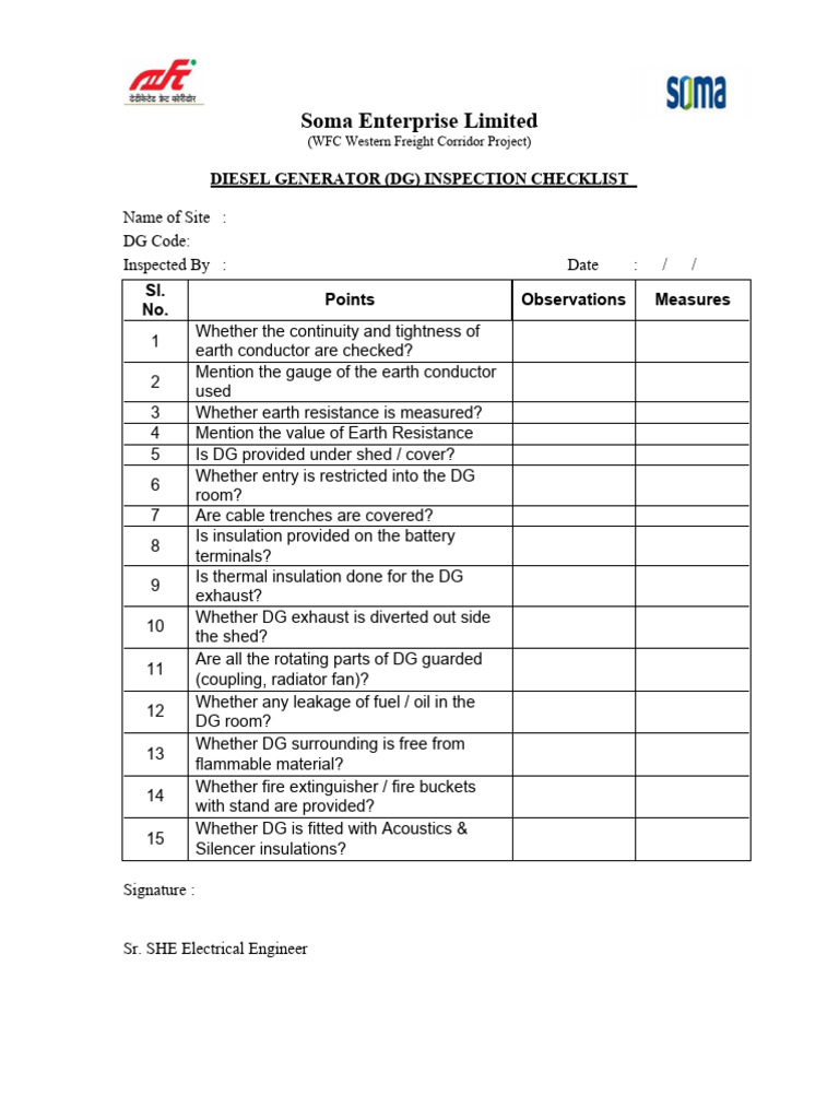 DG inspection Checklist | PDF