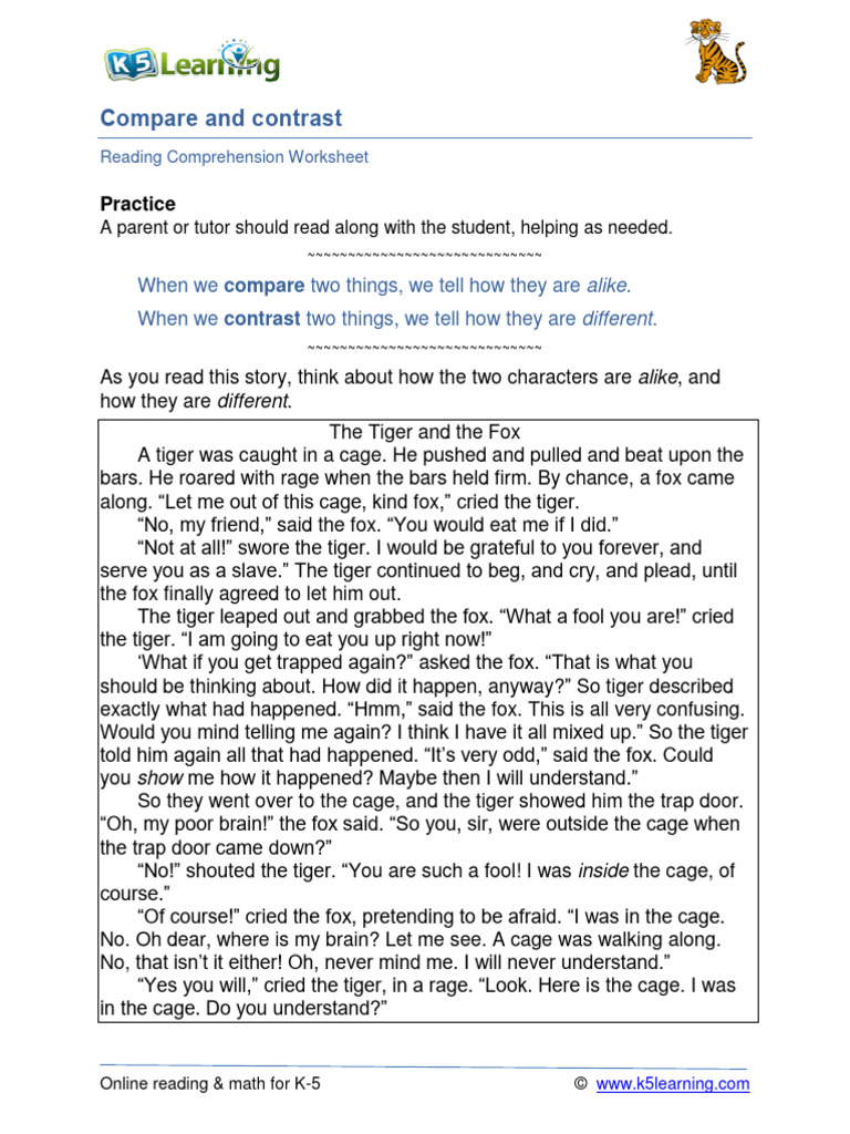 Grade 3 Compare Contrast C | PDF