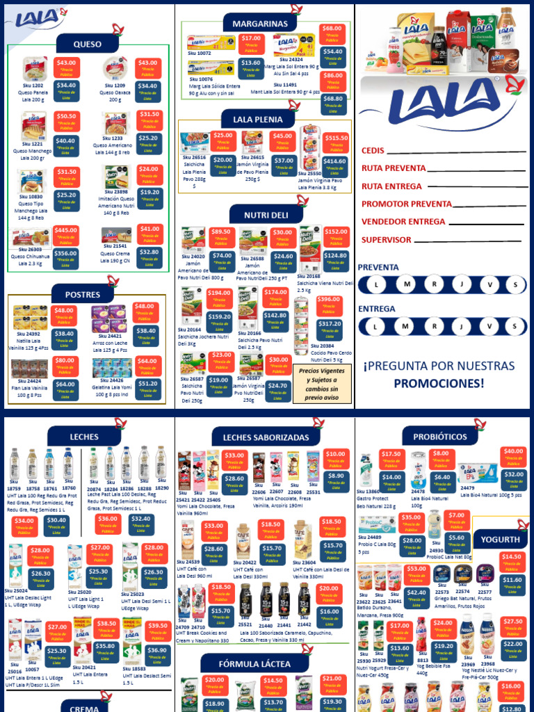 Catálogo de Productos Lala y Precios | PDF | Cocina | Postres