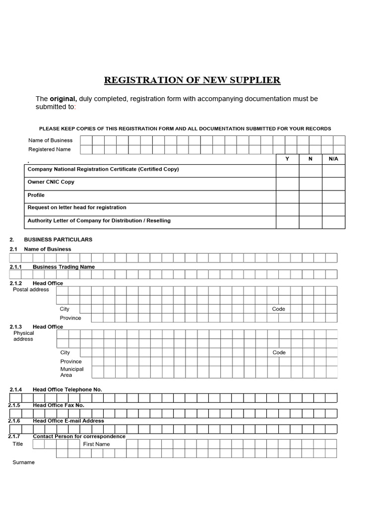 Suppler Registration Form | PDF | Damages | Employment