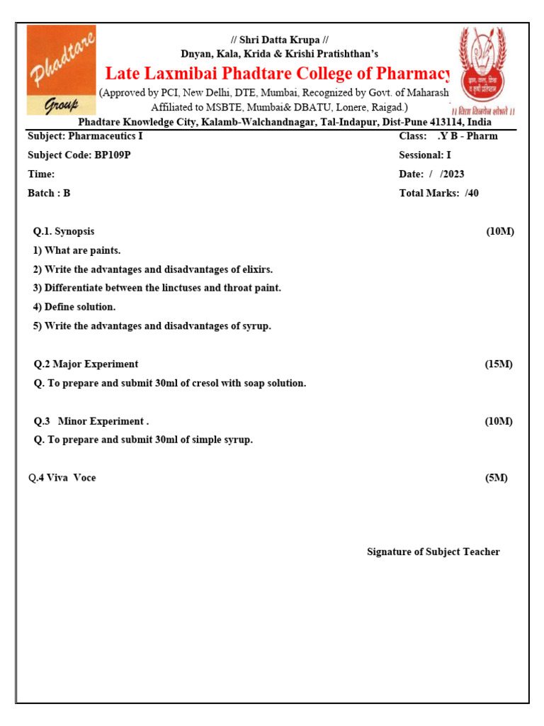 Batch-B Exam Practical Paper Format | PDF