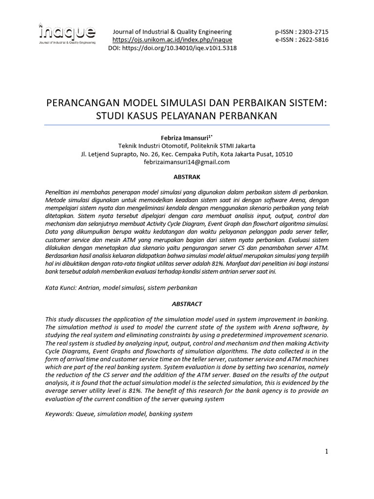 Perancangan Model Simulasi Dan Perbaikan Sistem | PDF | Bisnis