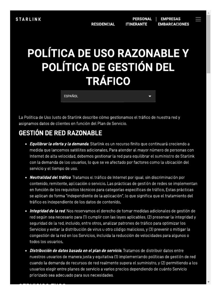 Política de Uso Razonable y Política de Gestión Del Tráfico | PDF