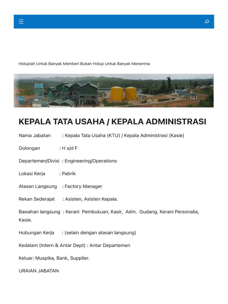 KEPALA TATA USAHA - KEPALA ADMINISTRASI - EPC (Engineering, Procurement, Contruction) | PDF | Bisnis