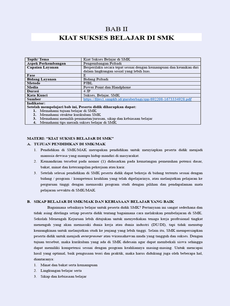 Materi BAB 2 KIAT SUKSES BELAJAR DISMK | PDF