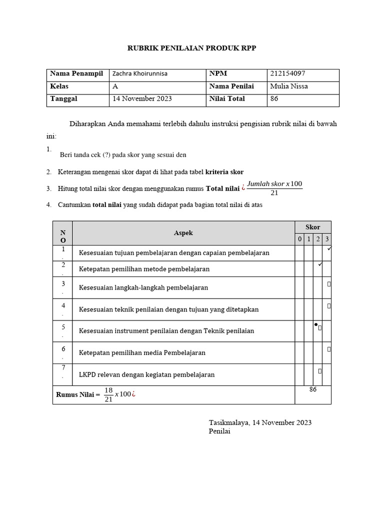 Nilai RPP - Mulia Nissa - Upaya Mengatasi Kelainan Atau Gangguan Yang Muncul Pada Sistem Organ | PDF