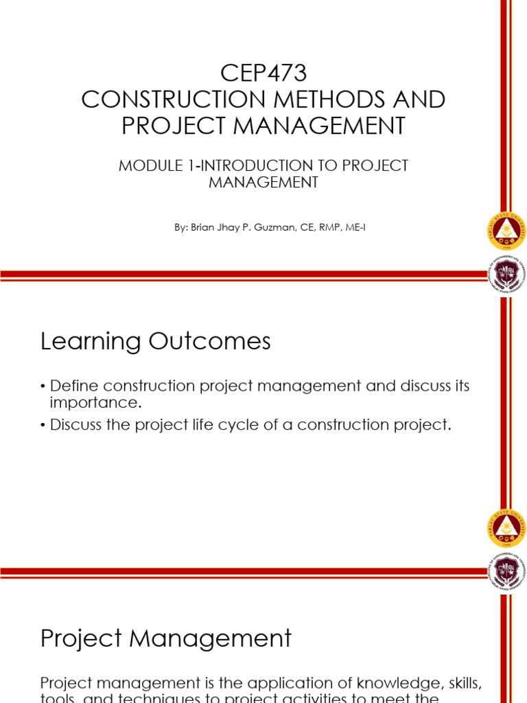 Cep473 Module 1-Introduction to Project Management | PDF | Project Management | Engineering