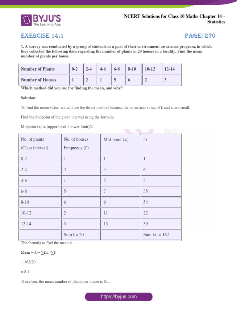 NCERT Solutions For Class 10 Maths Chapter 14 Statistics 1 | Download ... NCERT Solutions For Class 10 Maths Chapter 14 Statistics 1 | Download ...