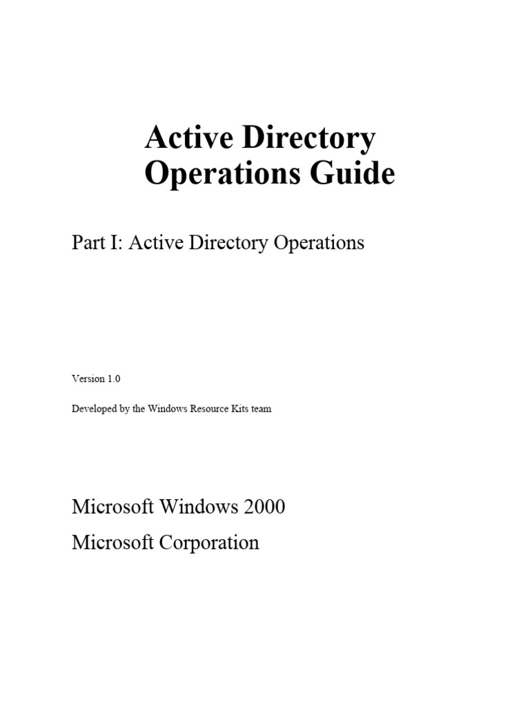 Active Directory Operations Guide | PDF | Windows 2000 | Active Directory